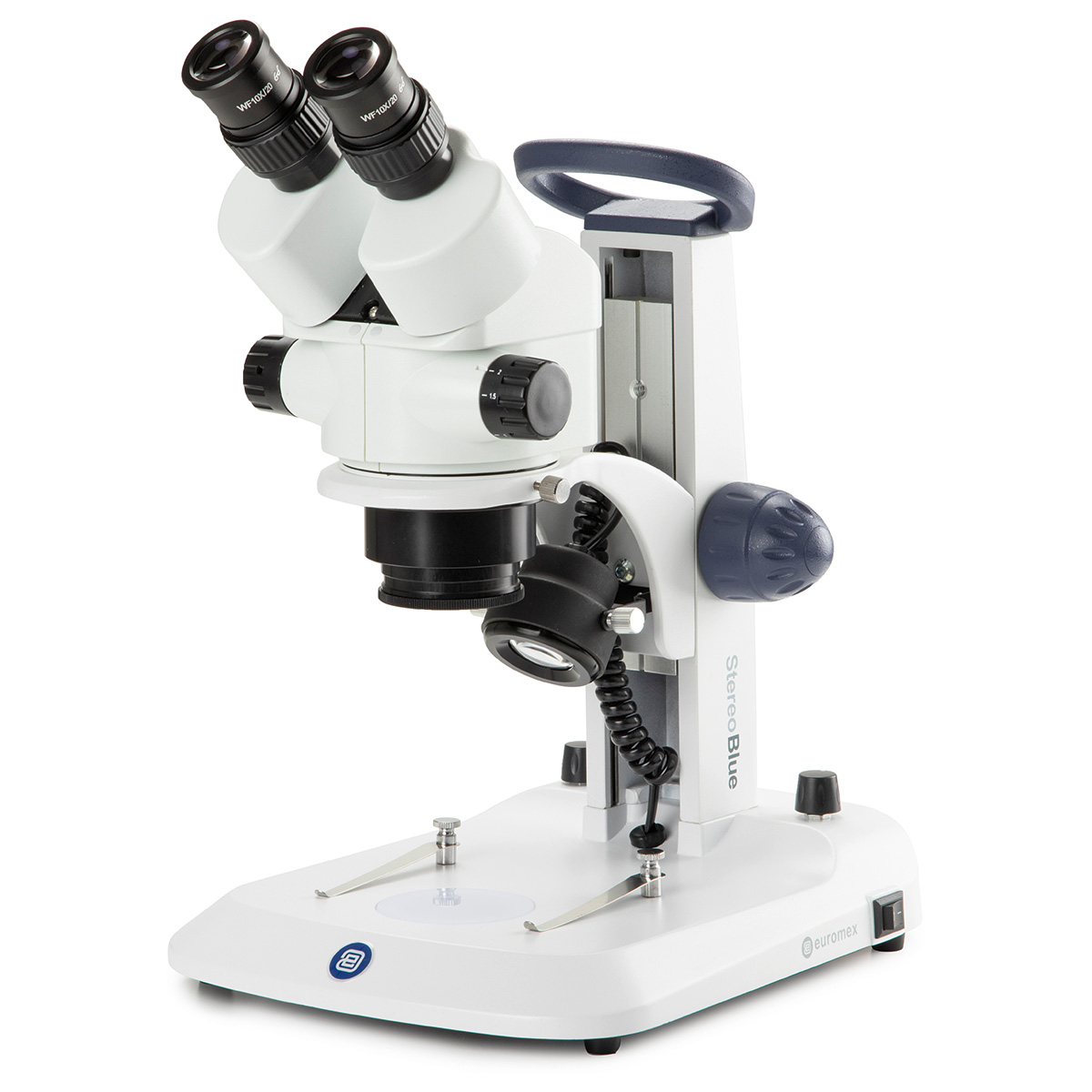 StereoBlue stereo microscope, gear rack stand, LED illumination, zoom ...