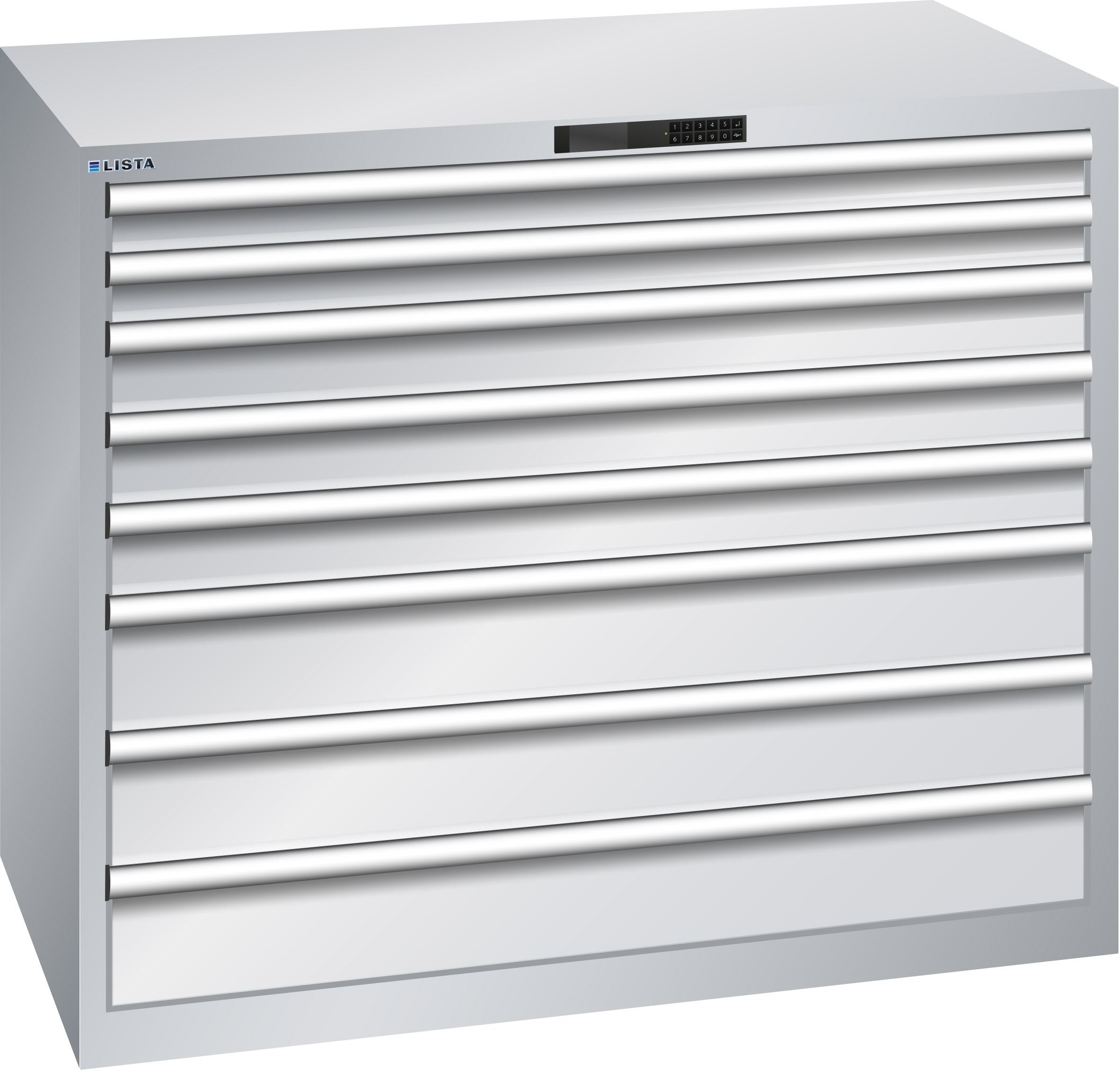 Lista drawer cabinet 64 x 36 E, 8 drawers, light gray, Code Lock ...