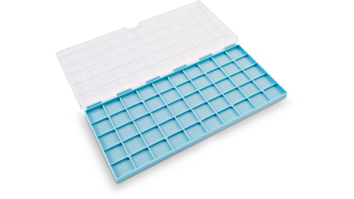 Boîte de rangement à 50 compartiments, chacun 17,5 x 20 x 4,5 mm, bleu ...