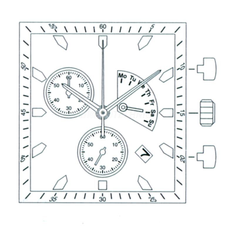 Mvt. Miyota FS61 10 1/2''' DATE4,5 Suspended/DAY2,5 RETRODAY CHR SS MIN ...