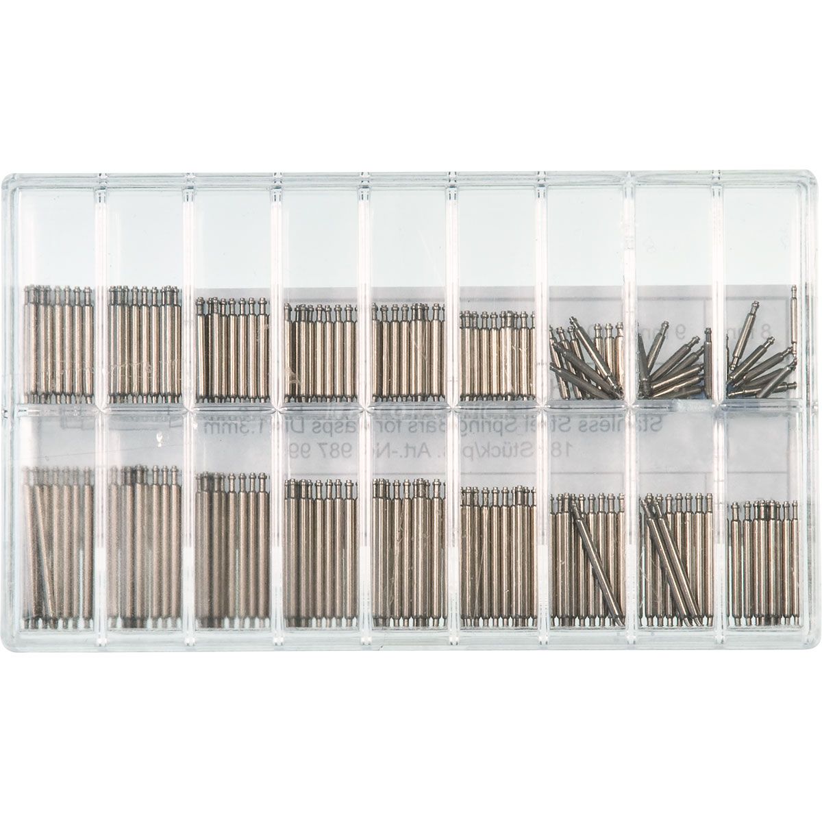 Assortment of spring bars, stainless steel, Ø 1,3 mm, length 8 - 20 mm ...
