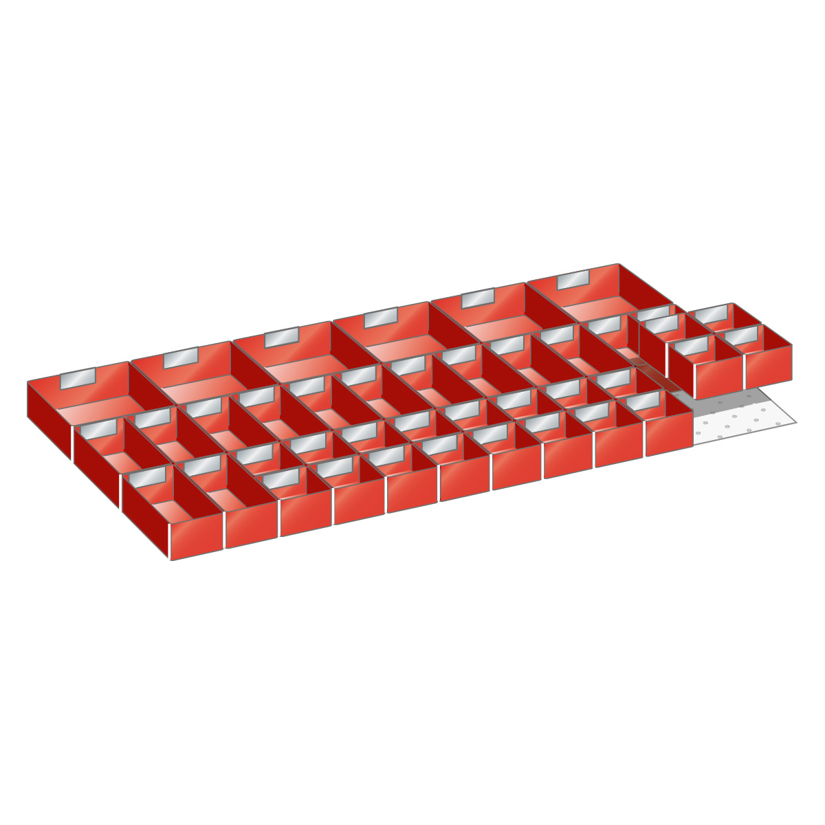 Lista plastic boxes, set for 54 x 27 E with front height 75 mm, 40 ...