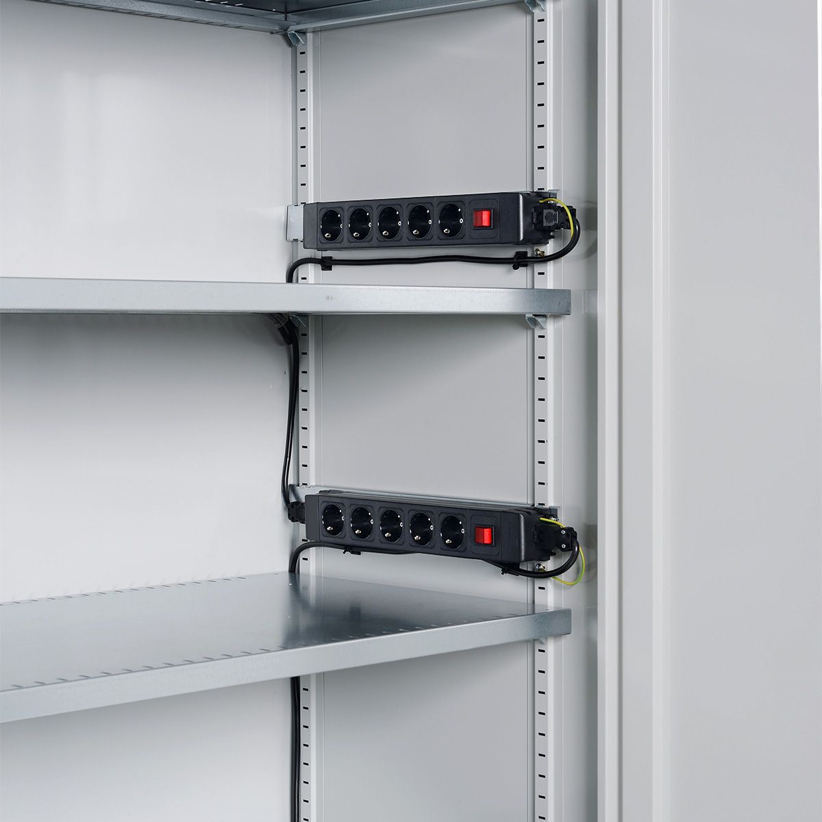 Lista hinged door cabinet with power supply, 10 sockets, 2 viewing ...