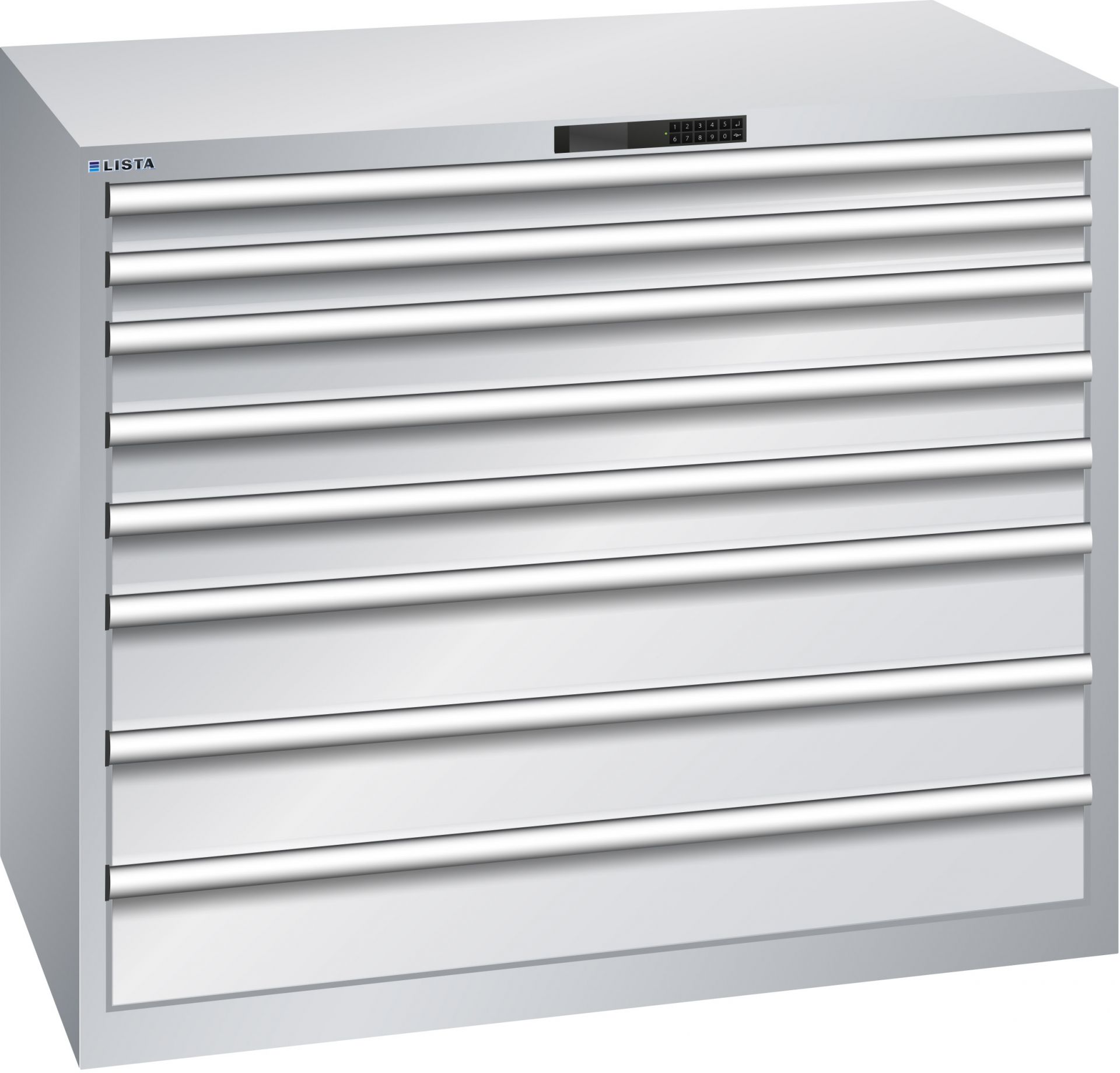 Lista drawer cabinet 64 x 36 E, 8 drawers, light gray, Code Lock ...