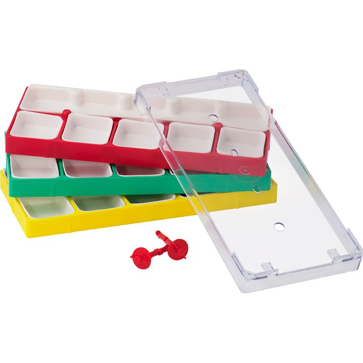 Set of plastic boxes for watch assembly each with 6 compartments ...