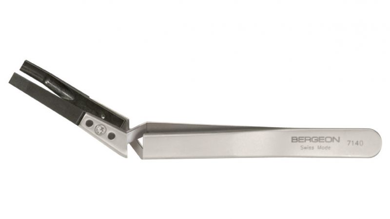 Bergeon 7140 negative tweezers, stainless steel, Teflon tips | 200402