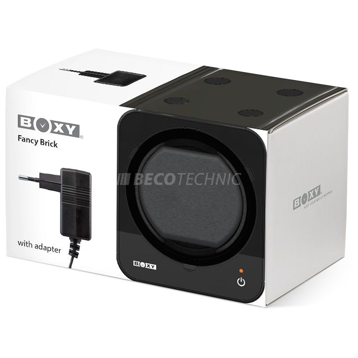 Boxy Fancy Brick watch winder, black, with adapter | 309394