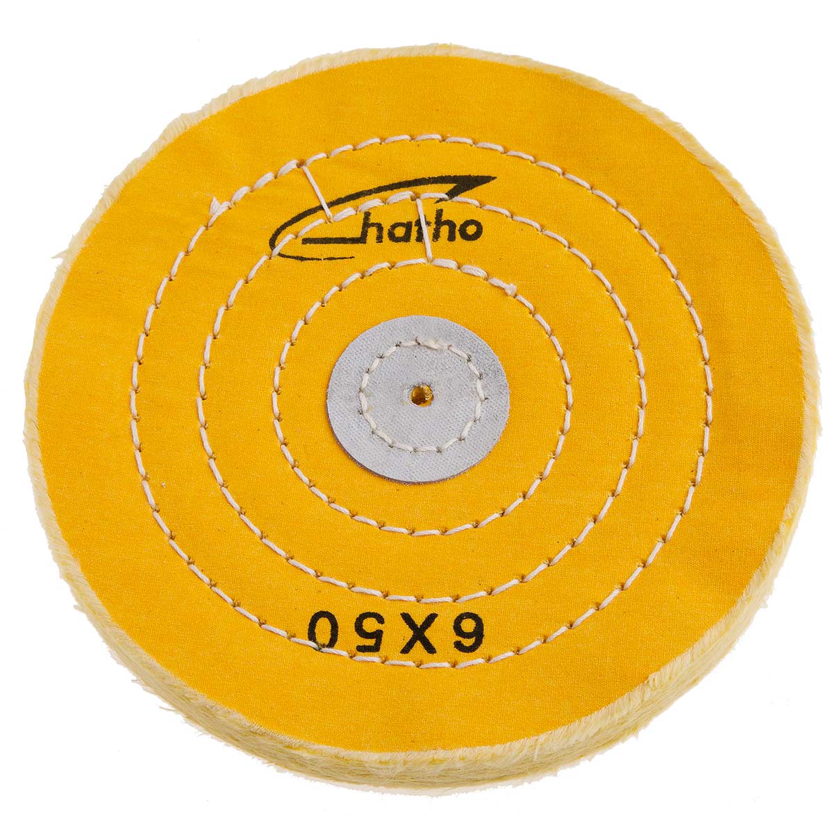 Hatho polishing buff Mira, cotton, yellow, Ø 150 x 15 mm, impregnated ...