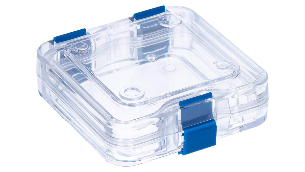 Caja con membrana, 25 x 75 x 75 mm, con cierre, transparente | 207535