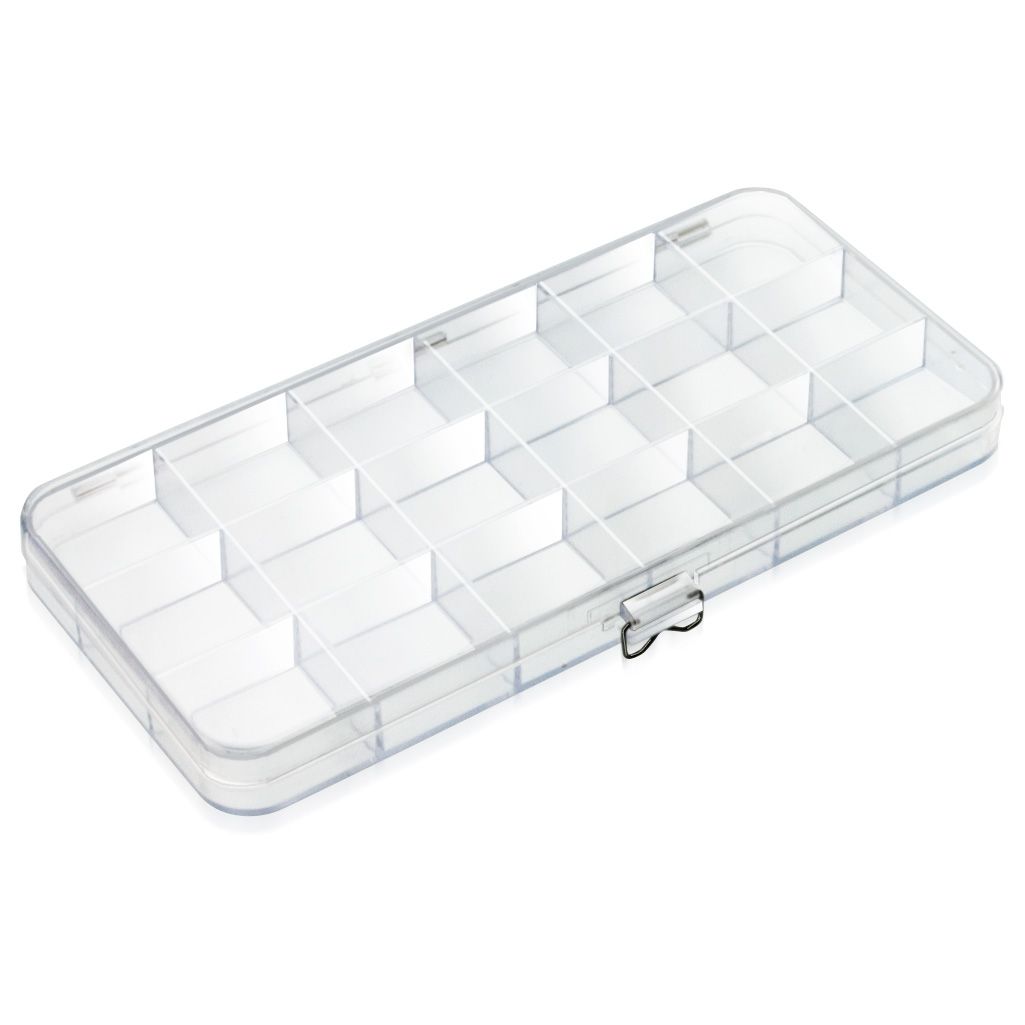 Storage box with 18 compartments, each 33 x 30 x 16 mm, with hinged lid ...