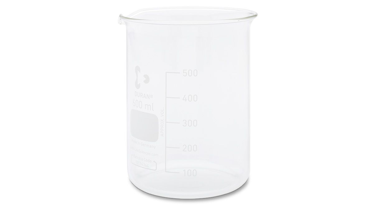 Elma glass beaker without lid and rubber sealing ring, 600 ml | 314311
