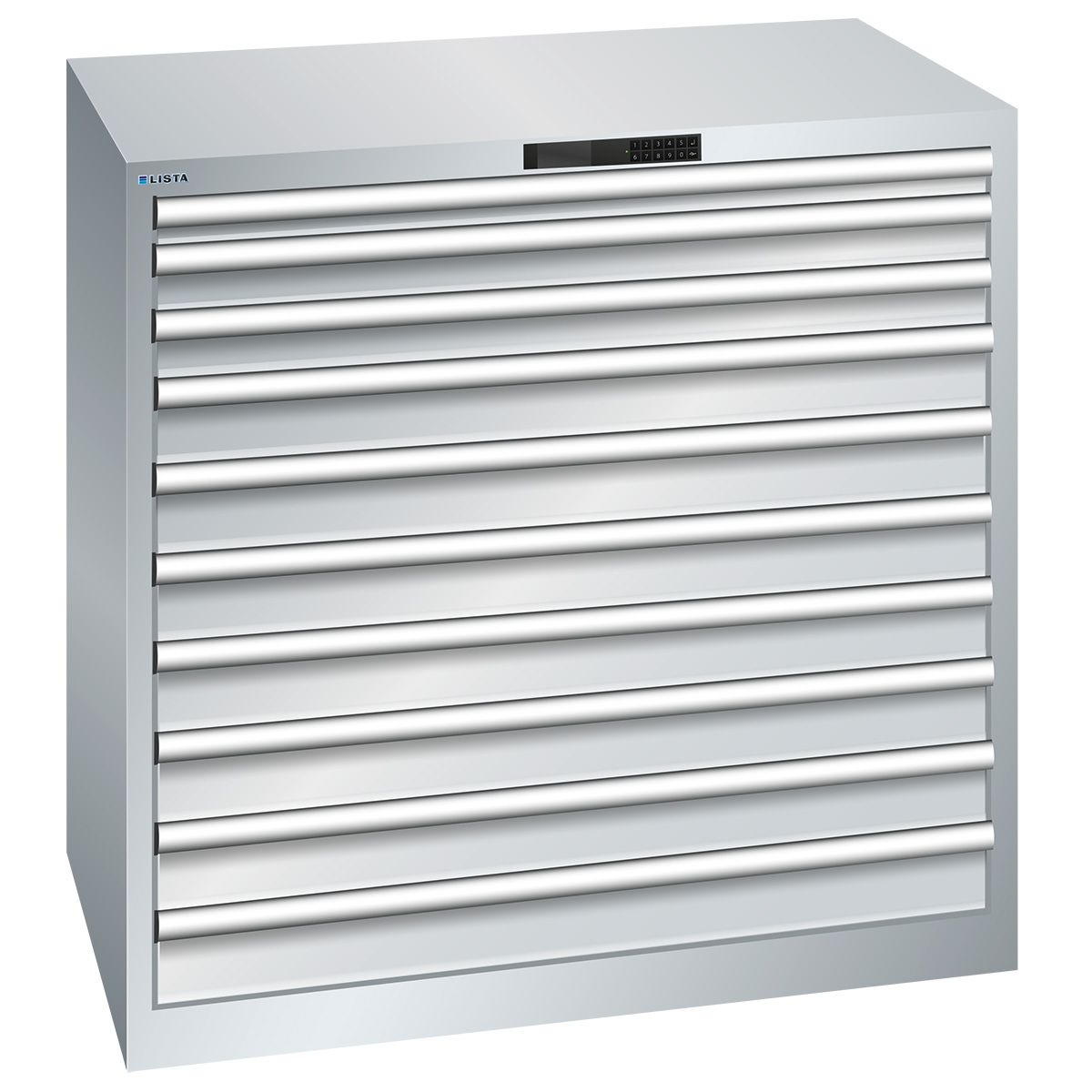 Lista drawer cabinet 54 x 36 E, 10 drawers, light gray, Code Lock ...