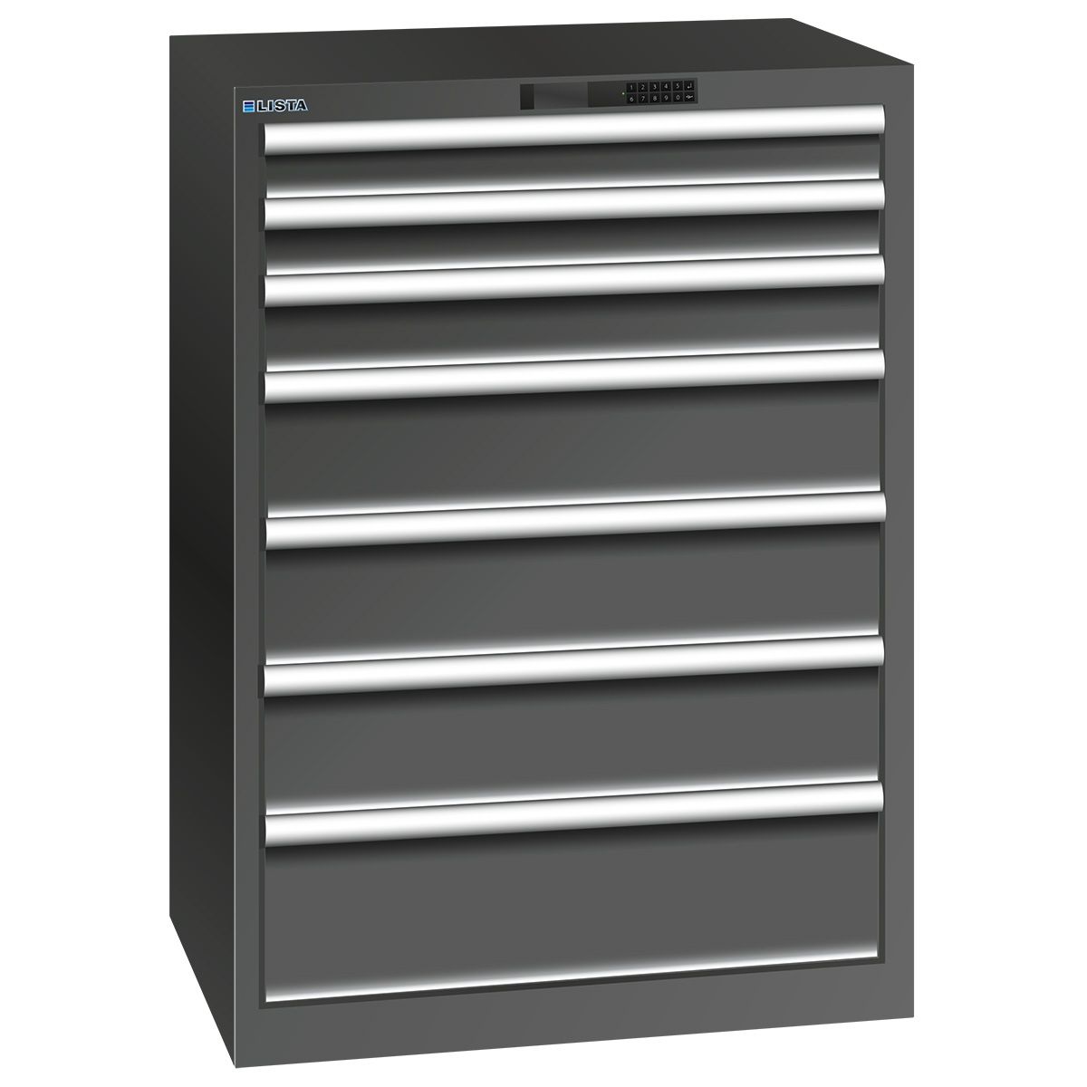 Lista drawer cabinet 36 x 27 E, 11 drawers, black, Key Lock, height ...